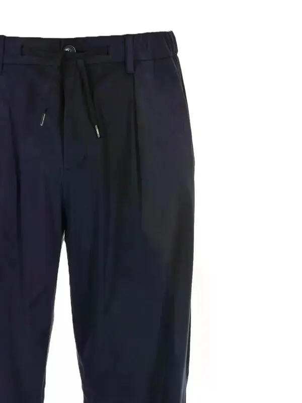 Herno Navy Drawstring Pleated Trousers - Blue