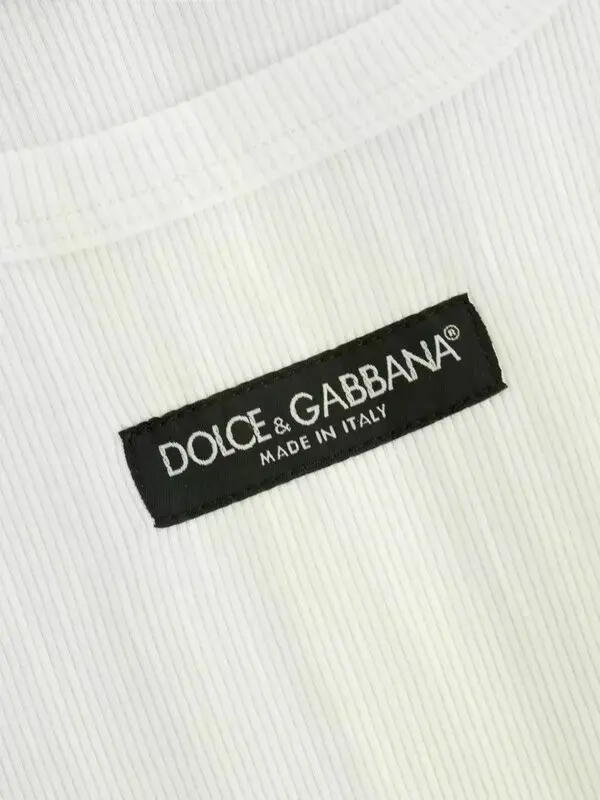 Dolce & Gabbana Ribbed Cropped Top With Embroidered Logo