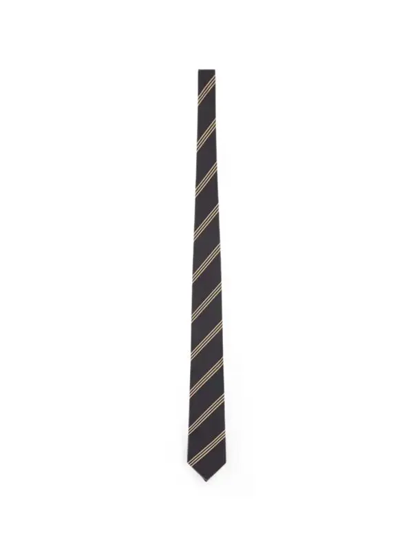LARDINI Striped Silk Neck Tie - Black