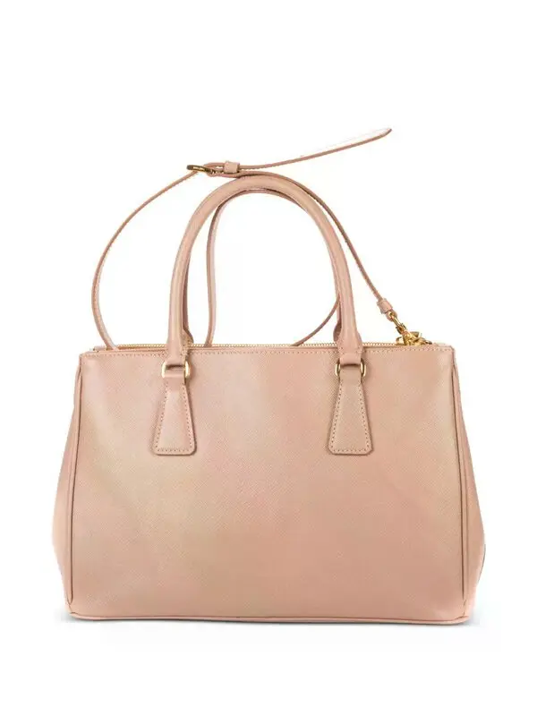 Prada Saffiano Leather Double-zip Tote Bag - Neutrals