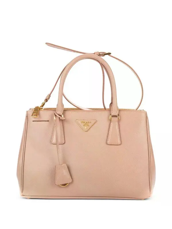 Prada Saffiano Leather Double-zip Tote Bag - Neutrals