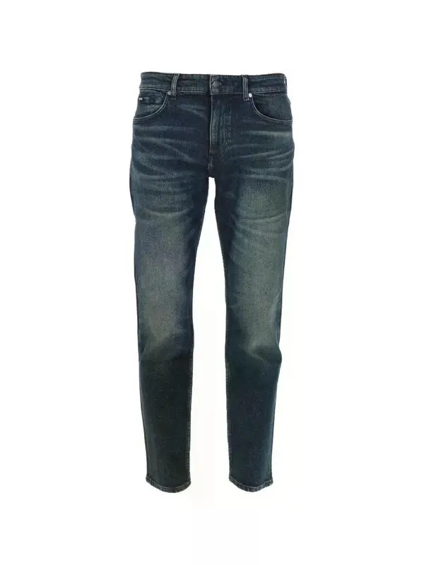 BOSS Faded Whiskered Jeans - Blue