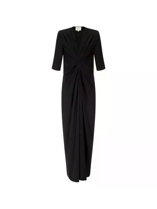 Loulou De Saison Willa Gathered-detailing Maxi Dress - Black