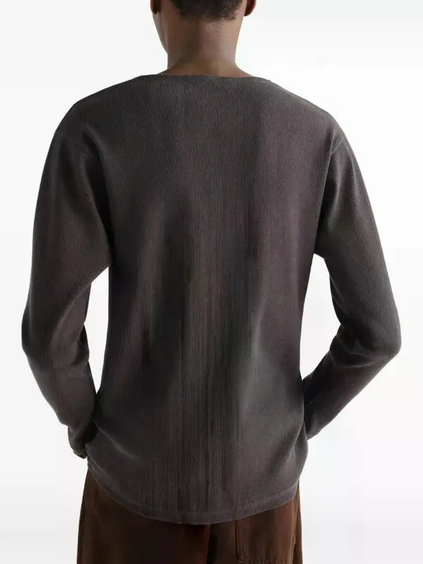 LEMAIRE Long-sleeve Henley T-shirt In Linen And Cotton Ribbed Jersey - Grey