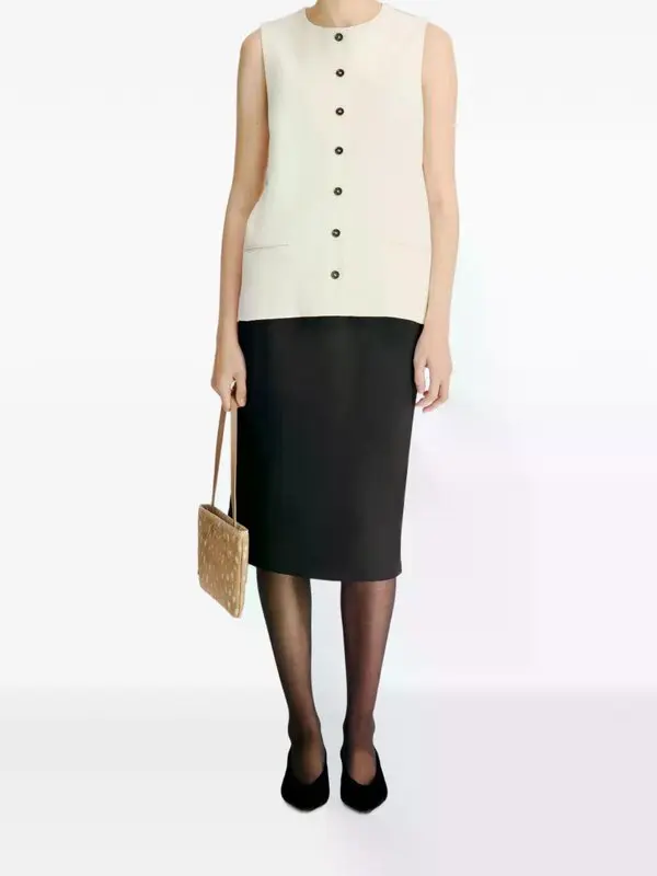Loulou De Saison Jane Button-front Sleeveless Waistcoat - Neutrals