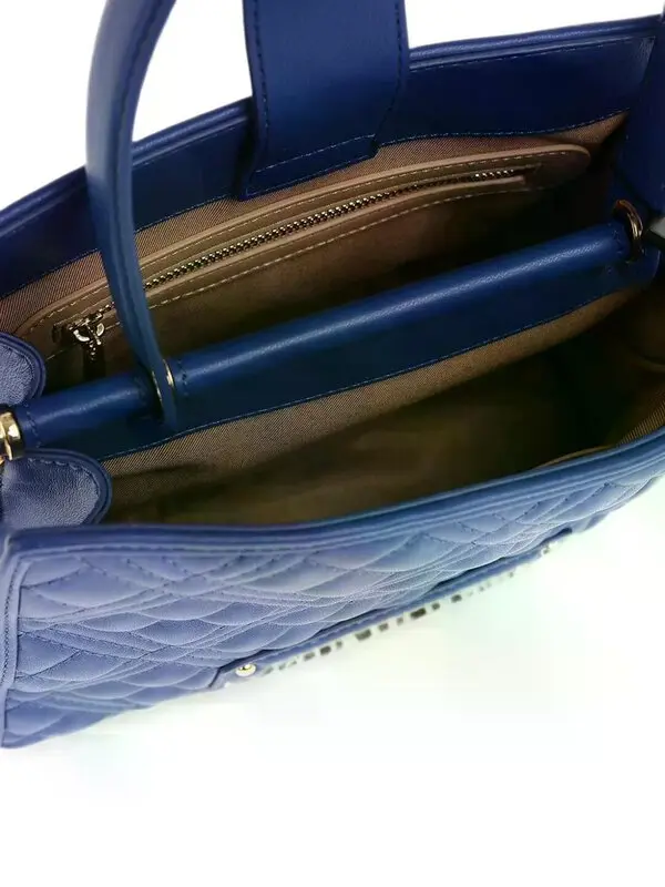 Moschino Quilted Logo-plaque Tote Bag - Blue