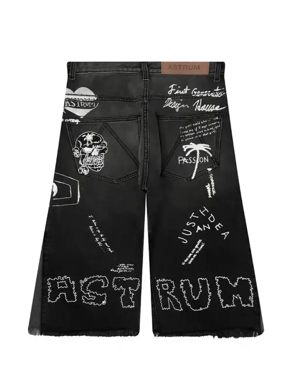 Astrum Dedication Graphic-print Denim Shorts