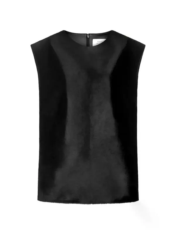 Loulou De Saison Juni Sleeveless Leather Blouse - Black