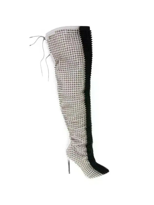 Philipp Plein Studded Lace-up Over-the-knee Boots - White