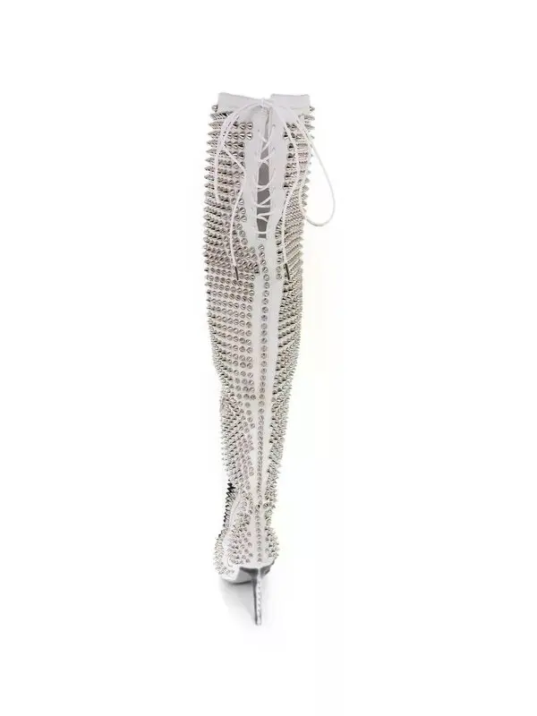 Philipp Plein Embellished Lace-up Over-the-knee Stiletto Boots