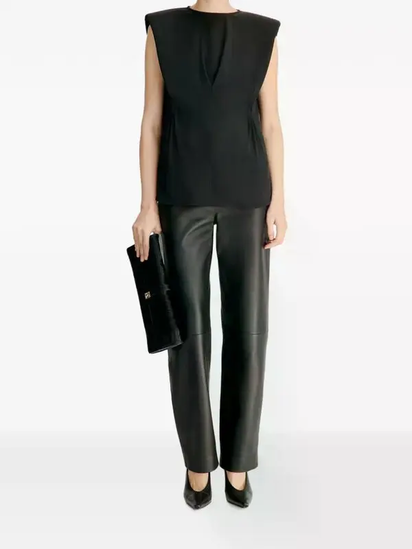 Loulou De Saison Cory Darted Structured-shoulder Blouse - Black