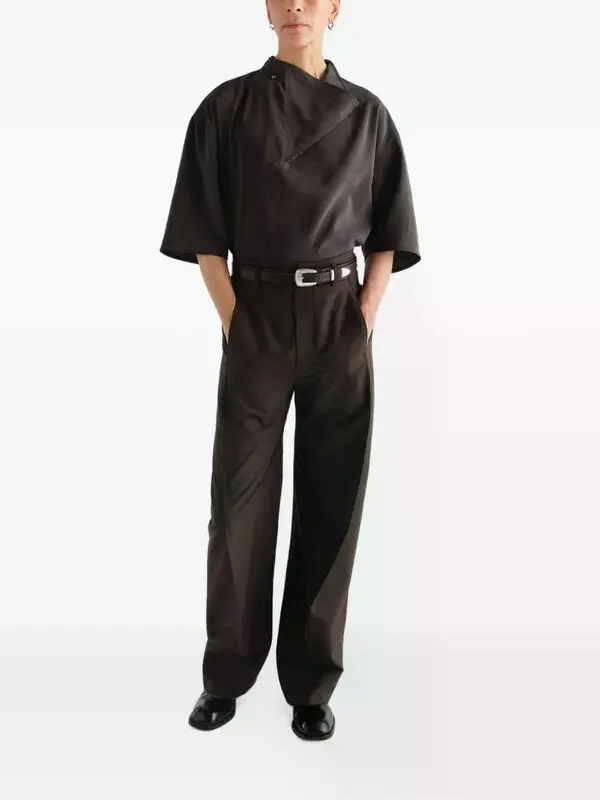 LEMAIRE Soft Collar Top In Dry Silk - Brown
