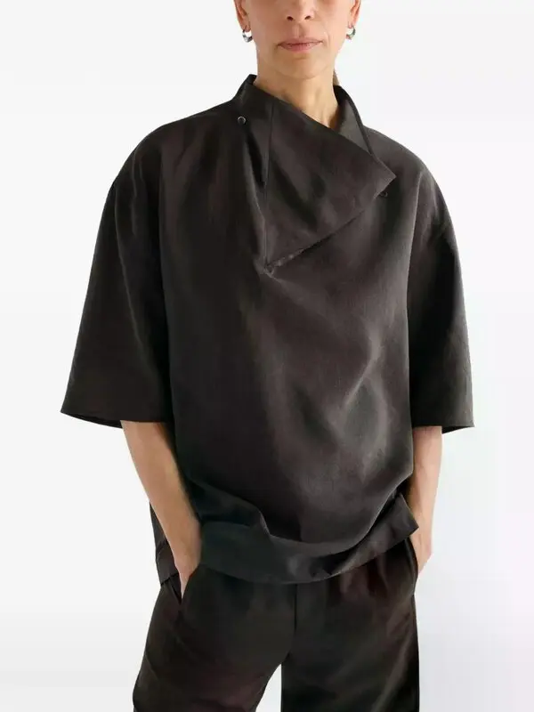 LEMAIRE Soft Collar Top In Dry Silk - Brown