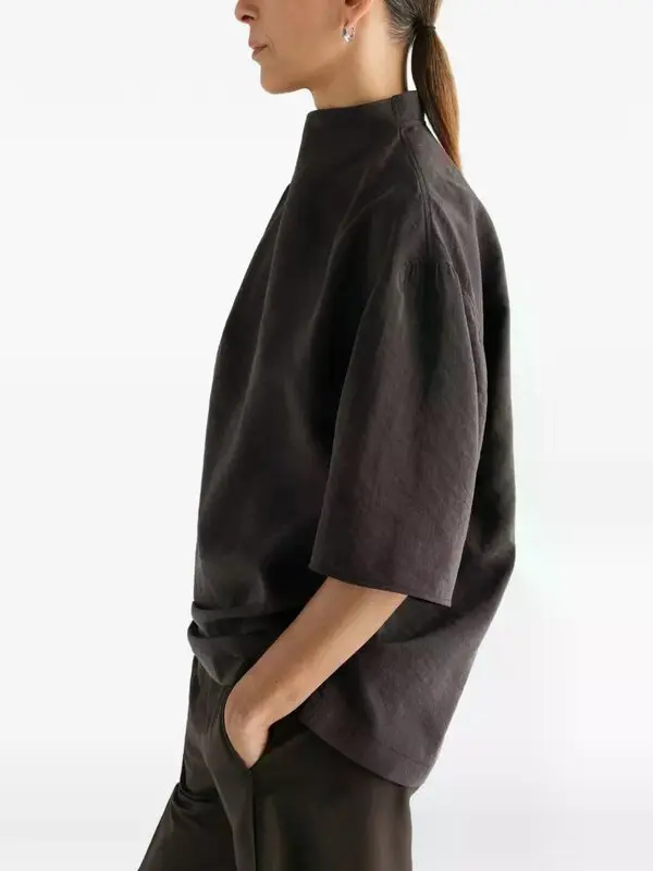 LEMAIRE Soft Collar Top In Dry Silk - Brown