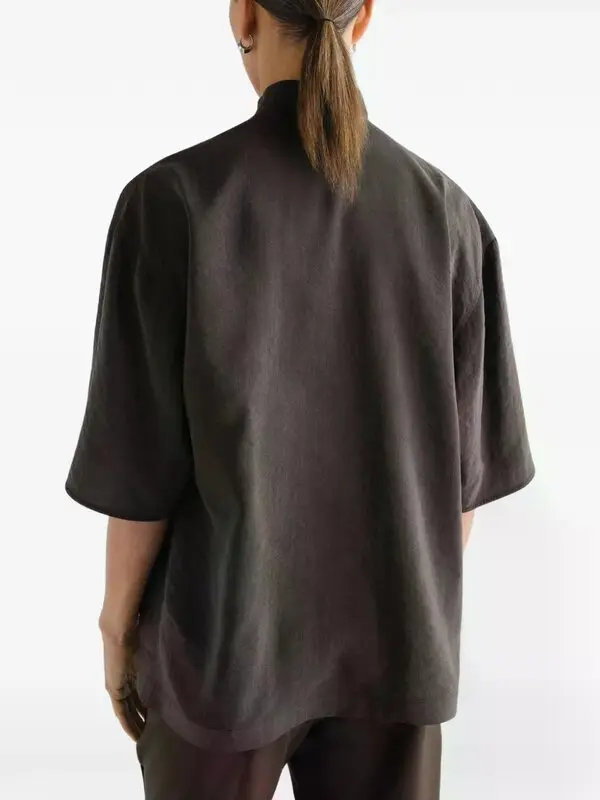 LEMAIRE Soft Collar Top In Dry Silk - Brown