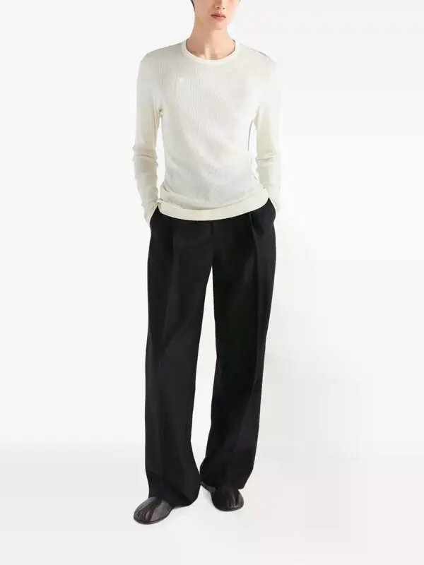 LEMAIRE Long-sleeve Top In Ribbed Jersey - White