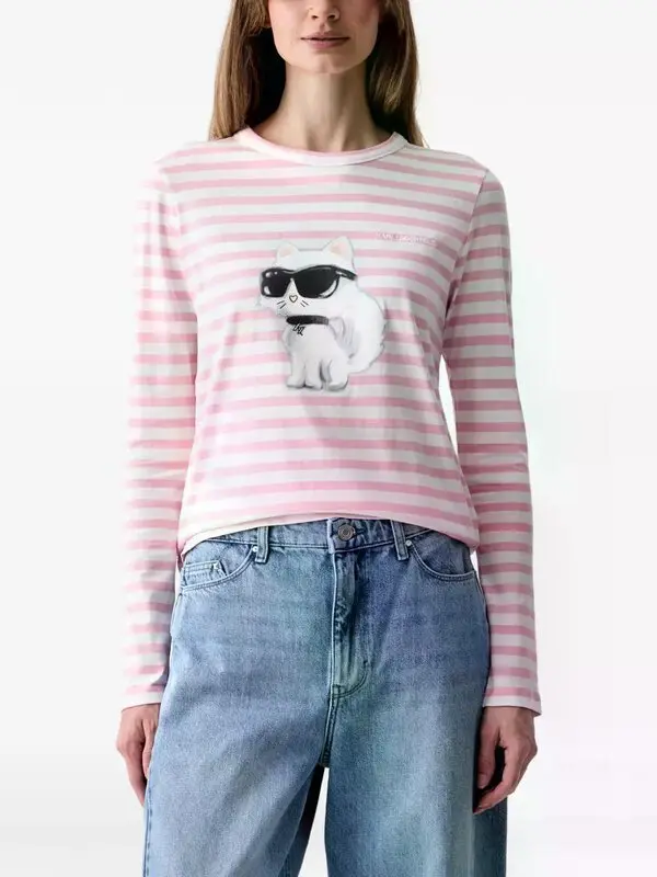 Karl Lagerfeld Long-sleeve Striped T-shirt - Pink