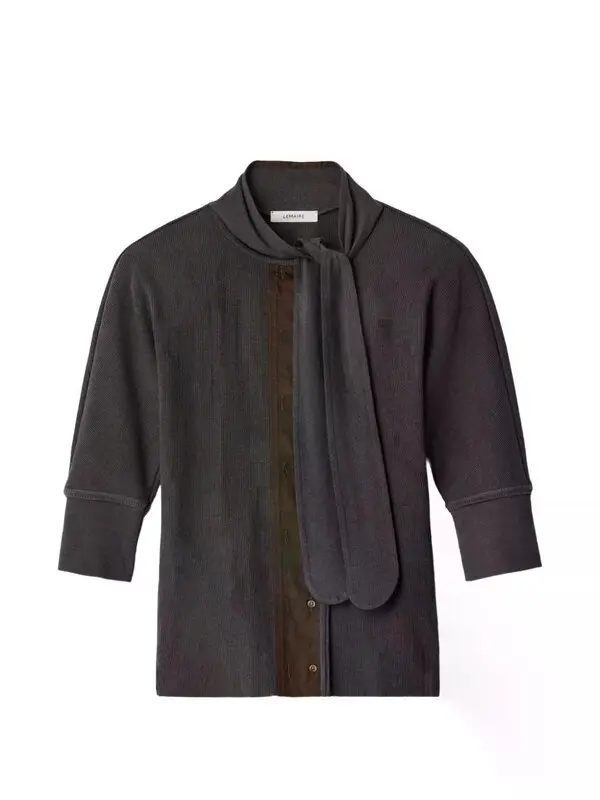 LEMAIRE Ascot T-shirt In Linen And Cotton Ribbed Jersey - Grey