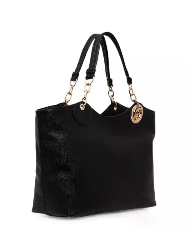 Liu Jo Logo-plaque Pebbled-effect Tote Bag - Black