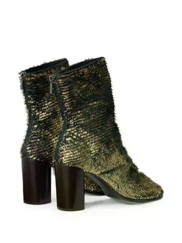 LEMAIRE 80mm Glove Heeled Ankle Boots In Laminated Textured Leather - Gold