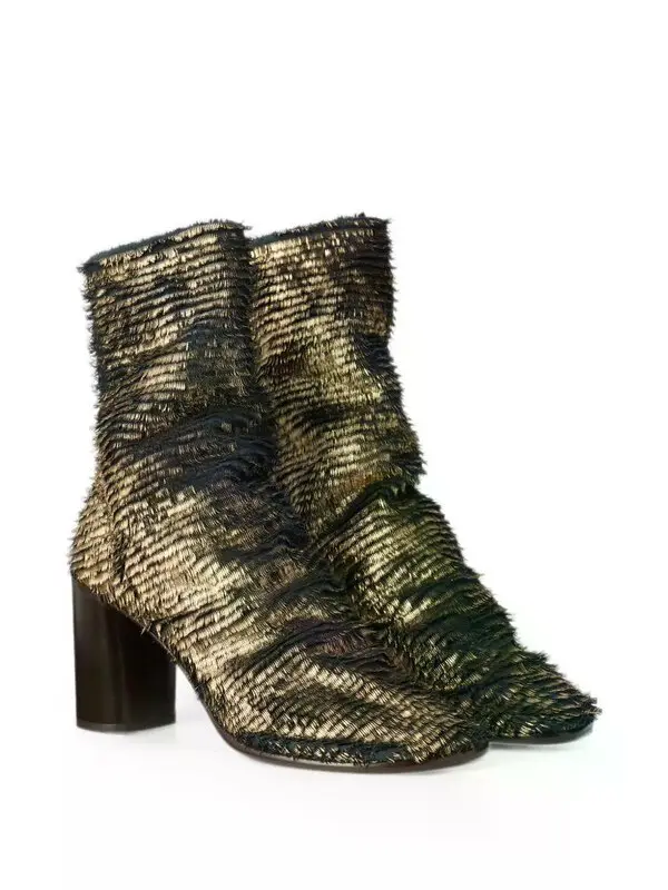 LEMAIRE Lemiare 80mm Glove Heeled Ankle Boots In Laminated Textured Leather