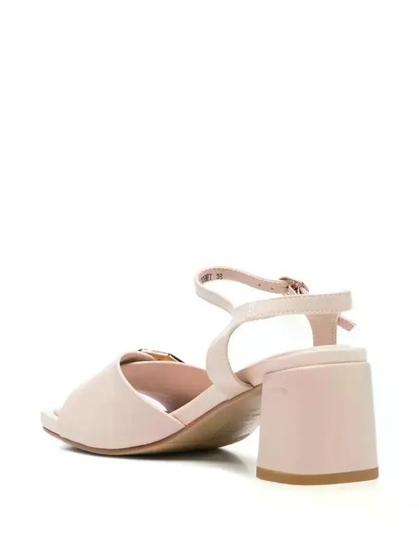 LINDA BAUMANN Leather Buckle Detail Sandals
