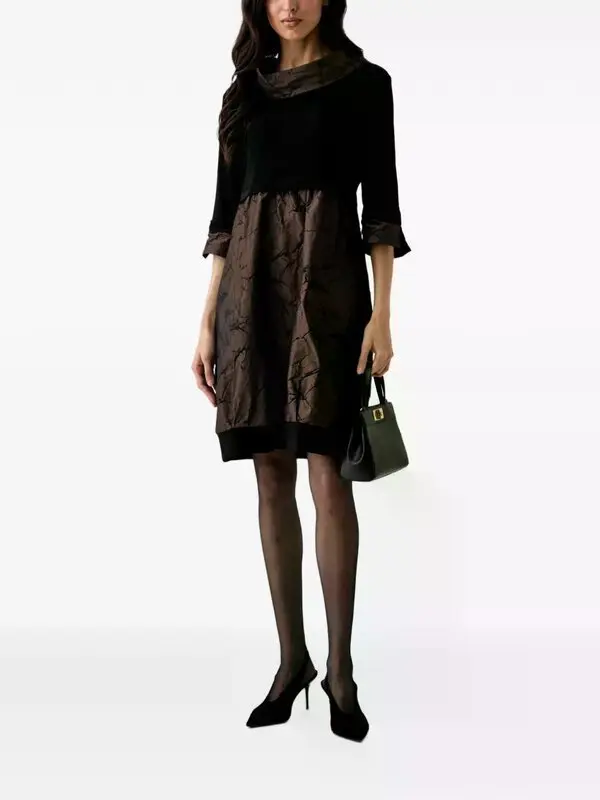 Joseph Ribkoff Marble-print Cowl Neck Mini Dress - Black