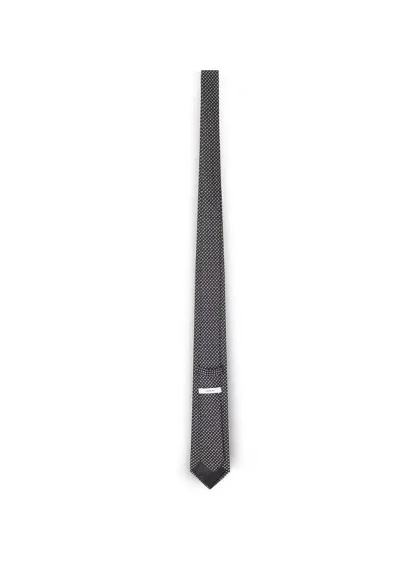 LARDINI Geometric-print Silk Tie - Grey