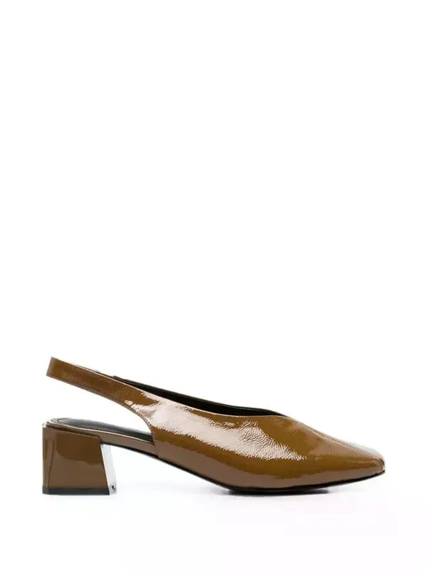 LINDA BAUMANN Patent-finish Slingback Pumps - Brown