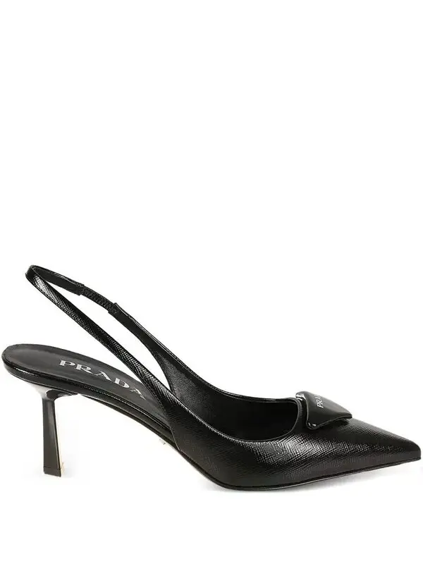 Prada Logo-triangle Heel Pumps - Black