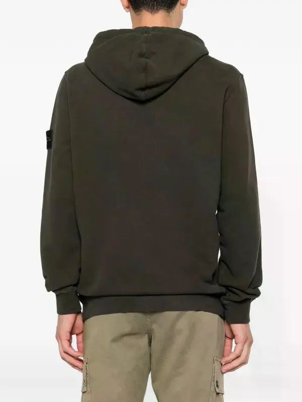 Stone Island Logo Patch Hoodie - Brown