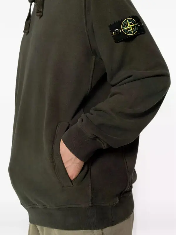 Stone Island Logo Patch Hoodie - Brown