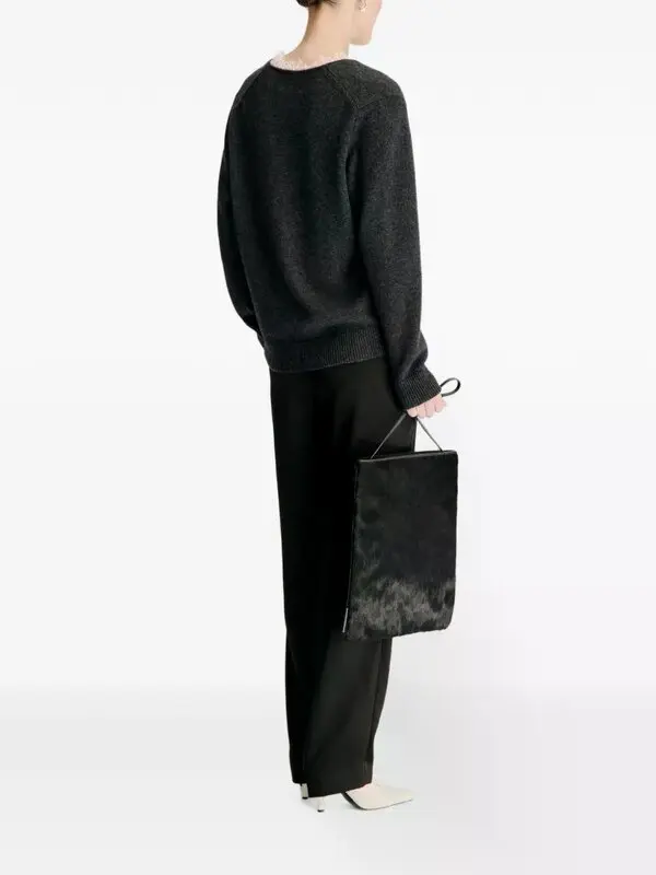 Loulou De Saison Leyla Lace-trim V-neck Sweater - Grey