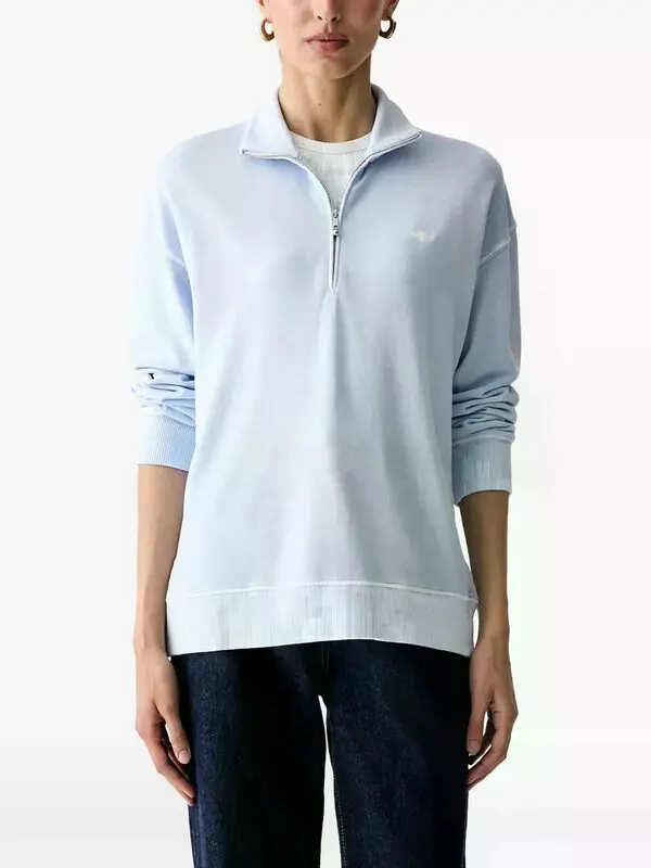 Gant Quarter-zip Logo-embroidered Sweater - Blue
