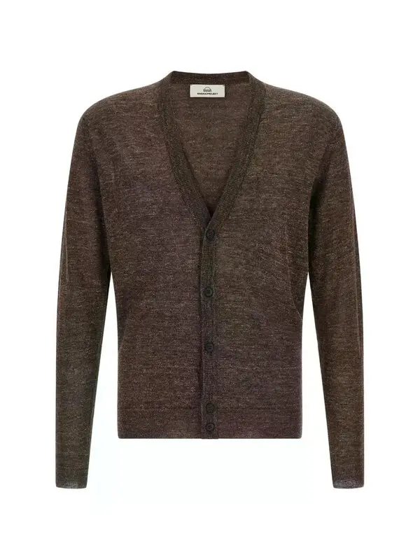 RIVIERA Mélange-knit V-neck Cardigan - Brown
