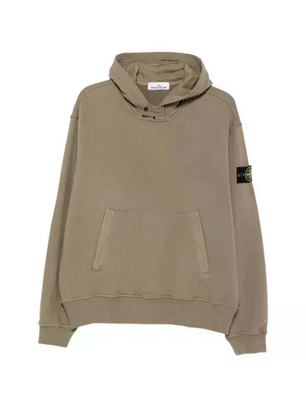 Stone Island Logo Patch Hoodie - Green