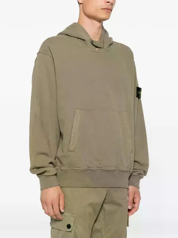 Stone Island Logo Patch Hoodie - Green