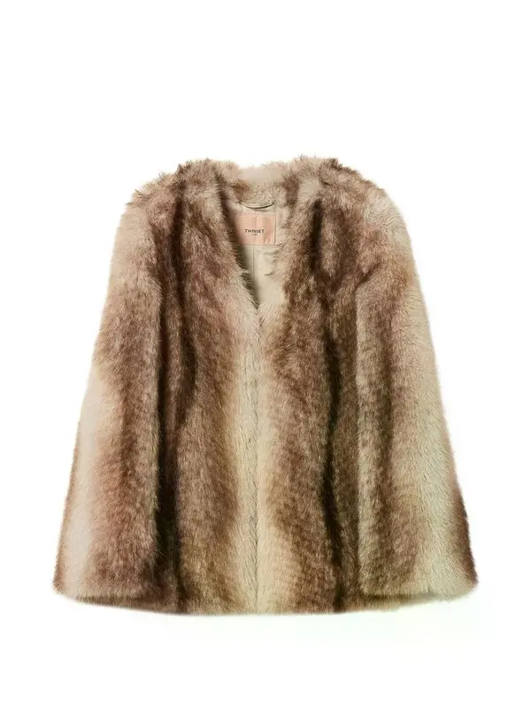 TWINSET Faux-fur Cape Jacket - Brown
