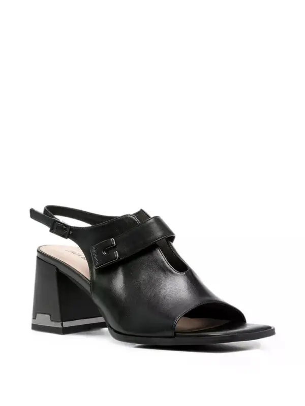 LINDA BAUMANN Buckle-detail Slingback Block Heel Sandals