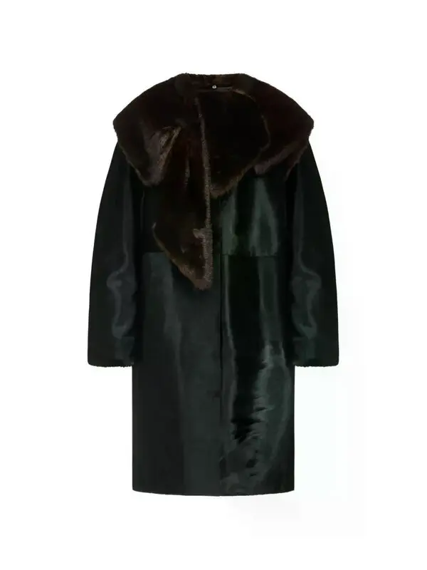 Loulou De Saison Lotta Long-sleeve Fur-collar Coat - Black