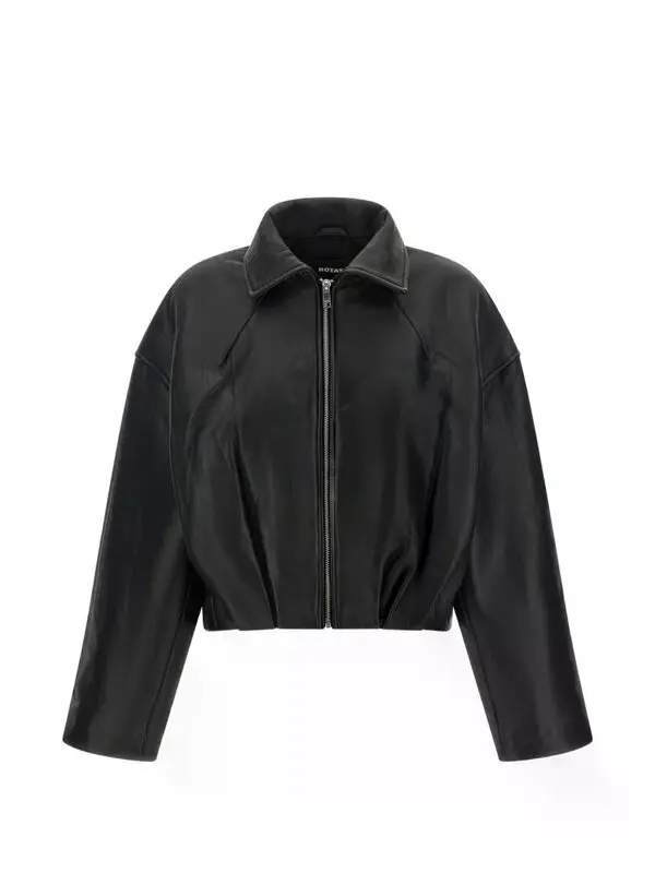 ROTATE BY BIRGER CHRISTENSEN Boxy Leather Jacket - Black