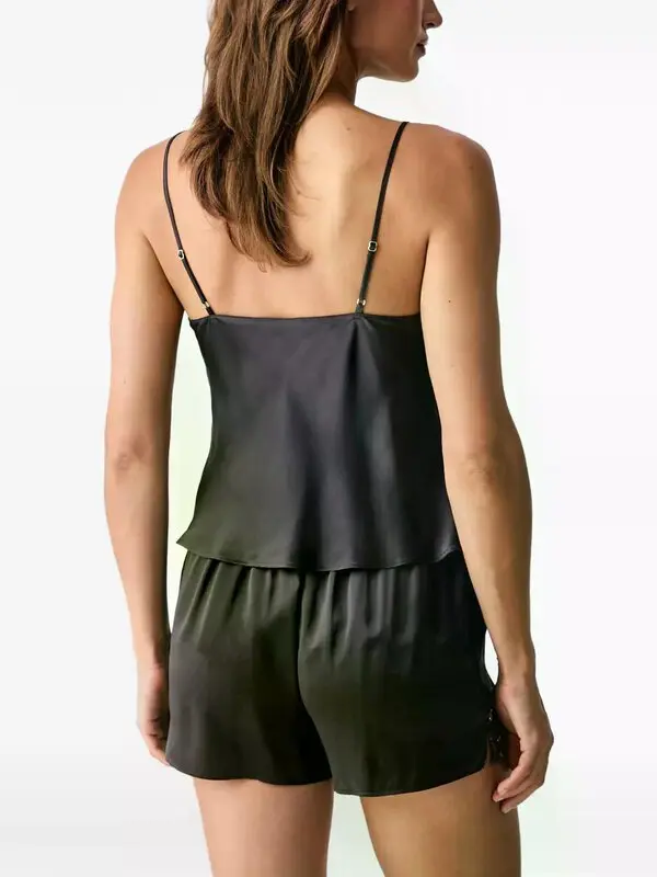 Chantelle Lace-trimmed Satin Pajama Top