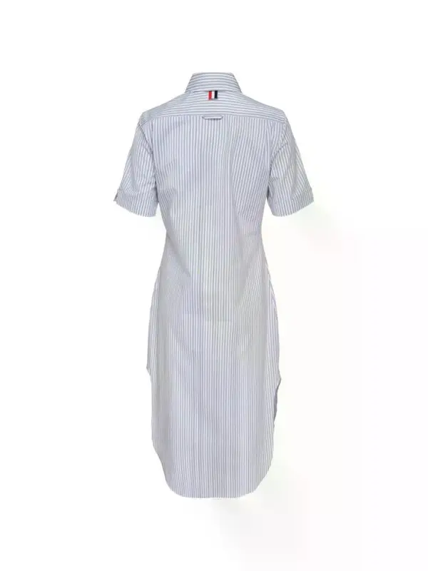Thom Browne Striped Embroidered Mini Shirt Dress