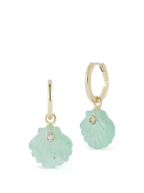 Mateo Venus Carved Jade Shell Motif Drop Earrings