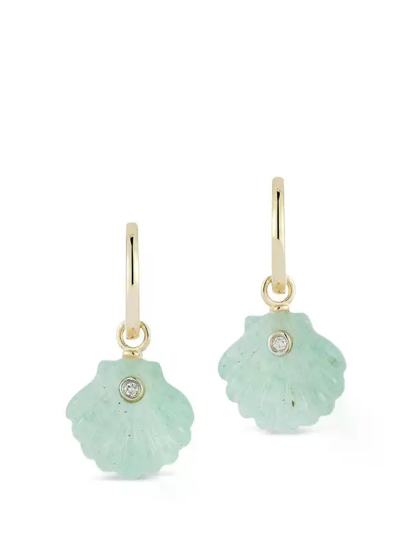 Mateo Venus Carved Jade Shell Motif Drop Earrings