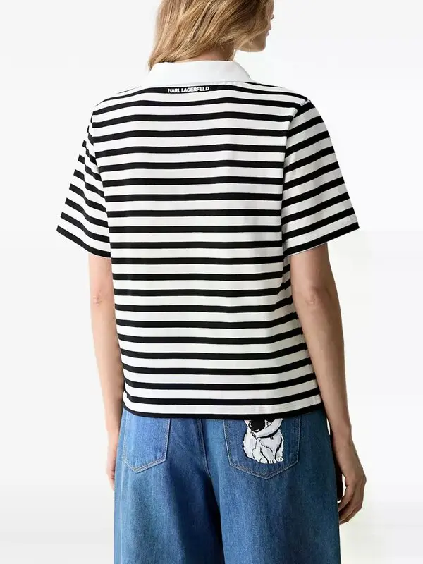 Karl Lagerfeld Striped Logo-patch Polo Shirt