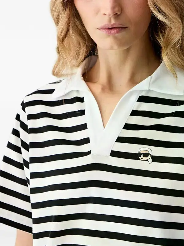 Karl Lagerfeld Striped Logo-patch Polo Shirt
