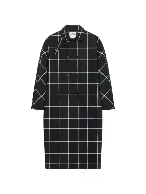 COURREGES Checked Double-breasted Coat - Black