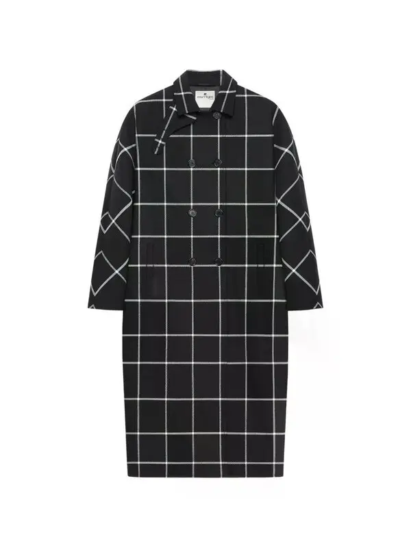 COURREGES Checked Double-breasted Coat - Black