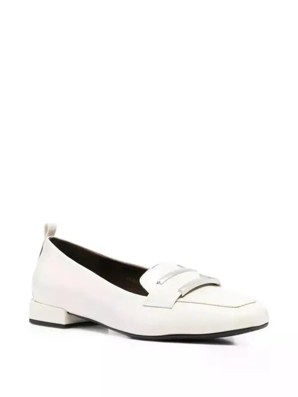 SERGIO MORETTI FIRENZE Metal-plaque Square-toe Loafers - Neutrals